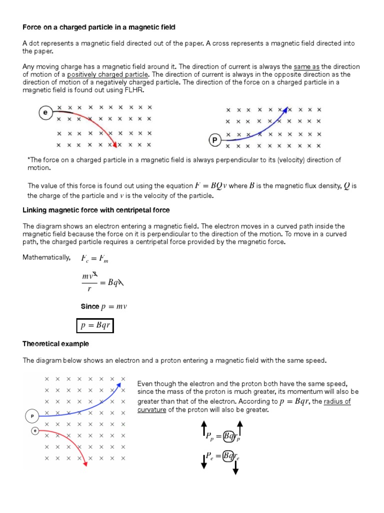 F BQV B Q V: Force On A Charged Particle in A Magnetic Field | PDF ...
