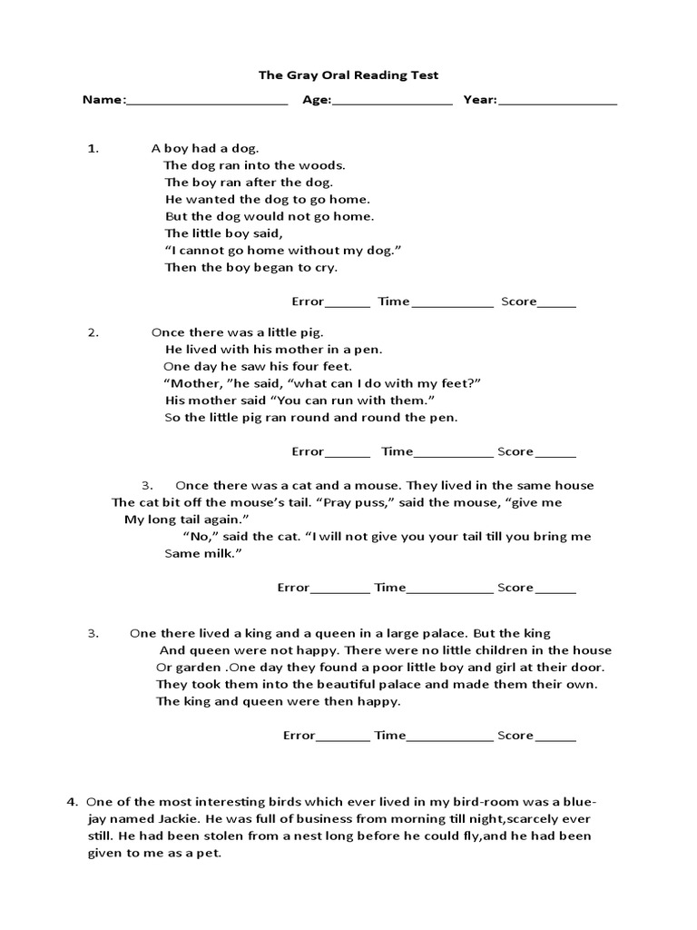 The Gray Oral Reading Test | PDF