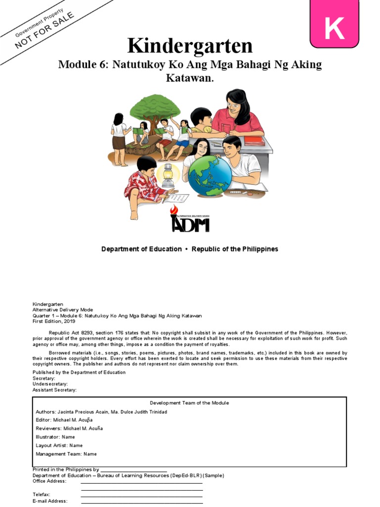 Kindergarten: Module 6: Natutukoy Ko Ang Mga Bahagi NG Aking Katawan ...