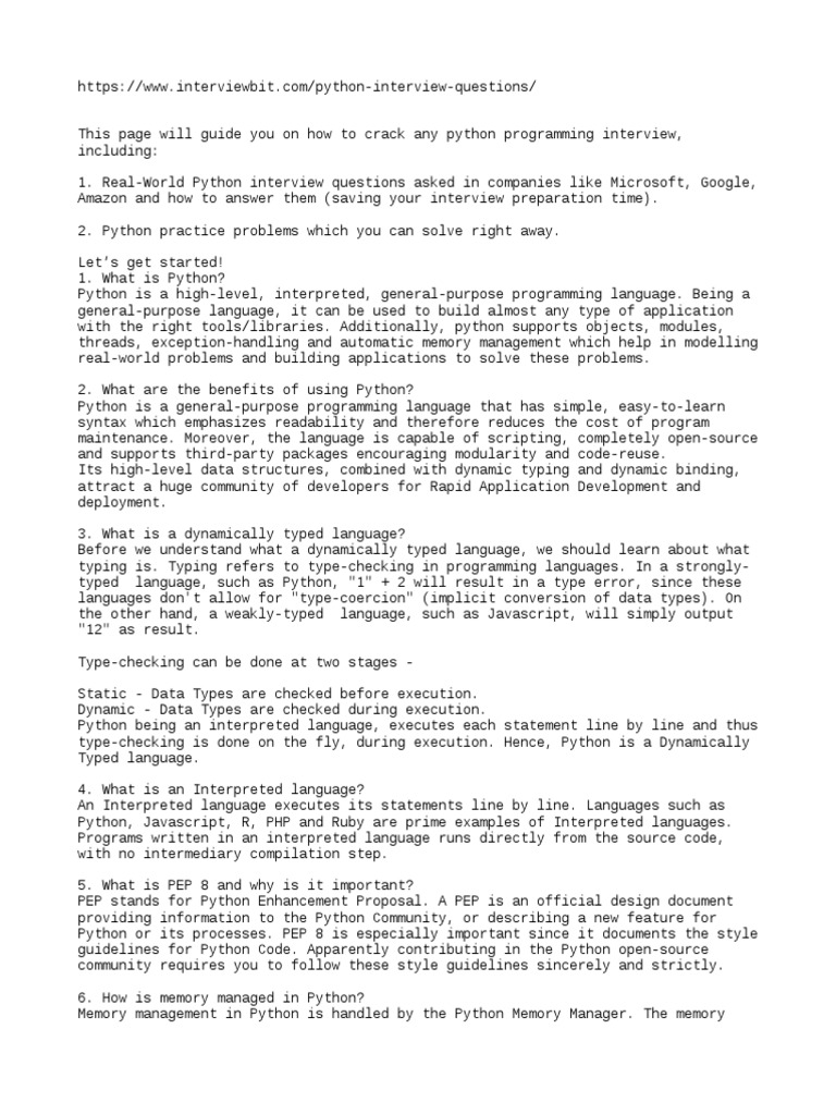 Interview Question Python Pdf Scope Computer Science Boolean