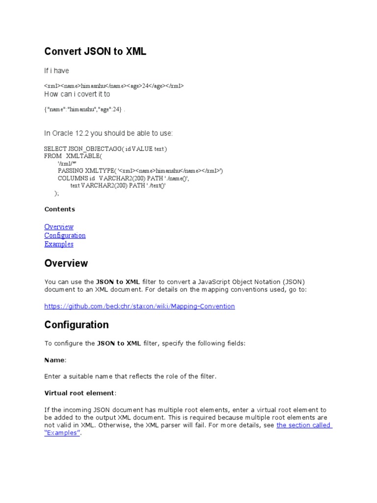 Convert JSON To XML | PDF | X Path | Json