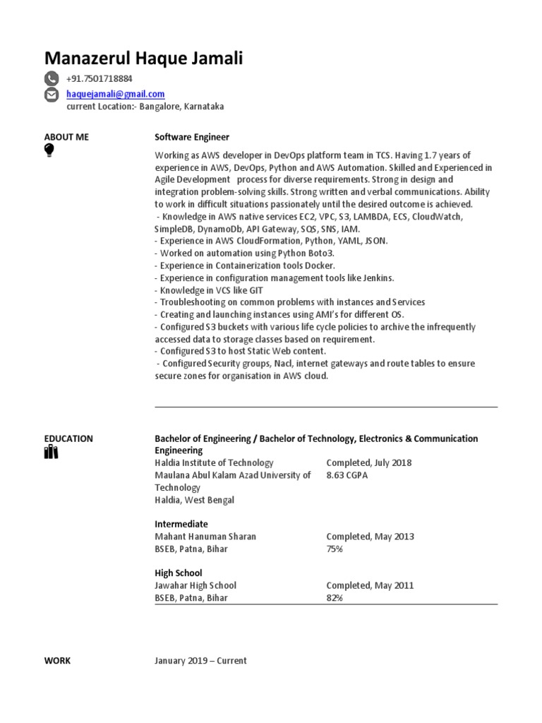 Manazerul Haque Jamali: About Me Software Engineer | Download Free PDF | Amazon Web Services ...