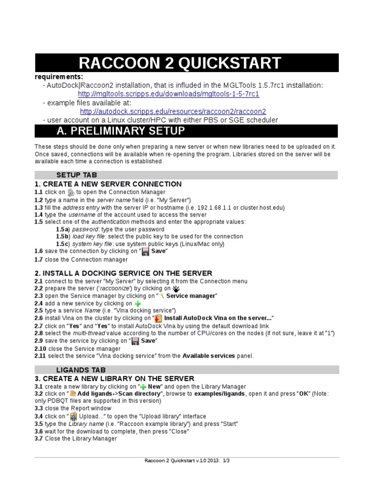 Raccoon 2 Quickstart: A. Preliminary Setup | Download Free PDF | Comma Separated Values ...