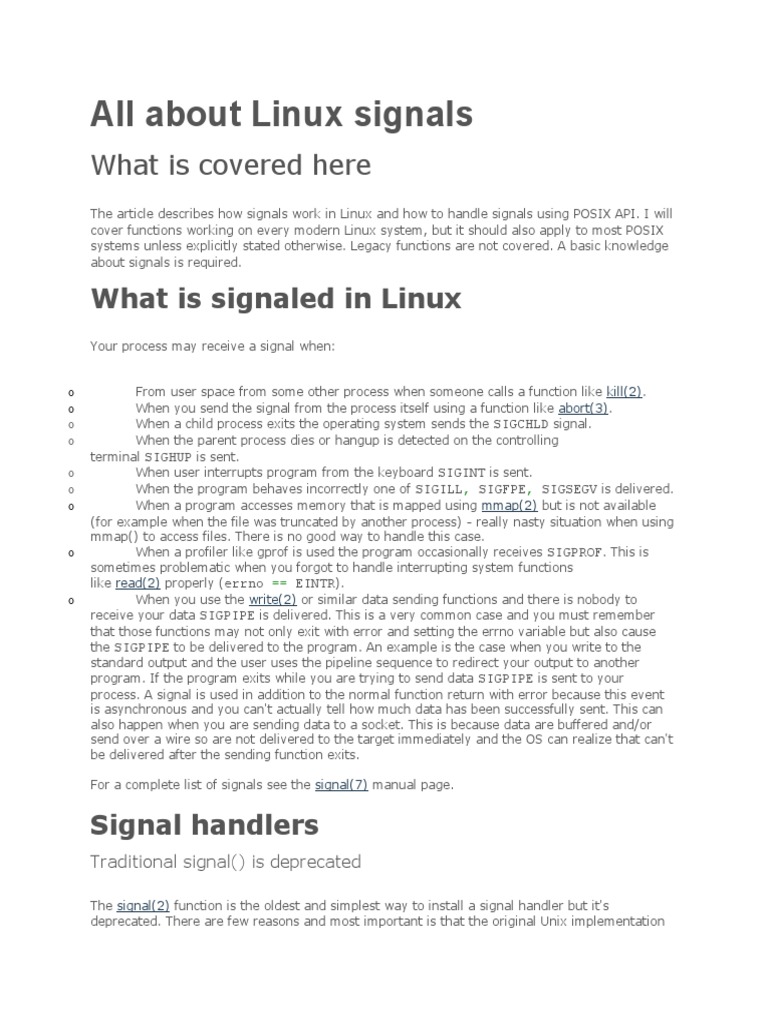 All About Linux Signals | PDF | Software Engineering | Computer Engineering