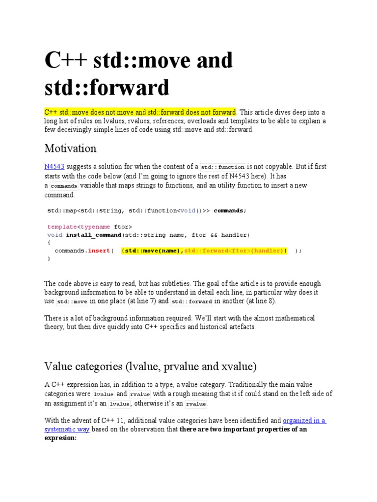 C++ STD Move and STD Forward | PDF | Parameter (Computer Programming) | C++