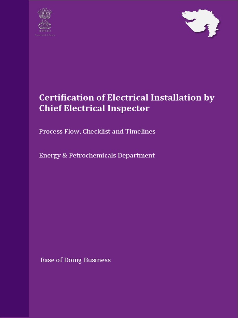 Certification of Electrical Installation by Chief Electrical Inspector ...