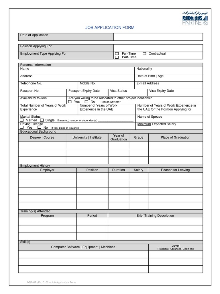 Job Application Form PDF | PDF | Recruitment | Labour