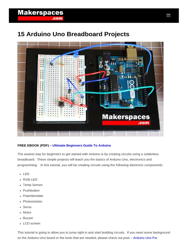15 Arduino Uno Breadboard Projects PDF | PDF | Arduino | Rgb Color Model
