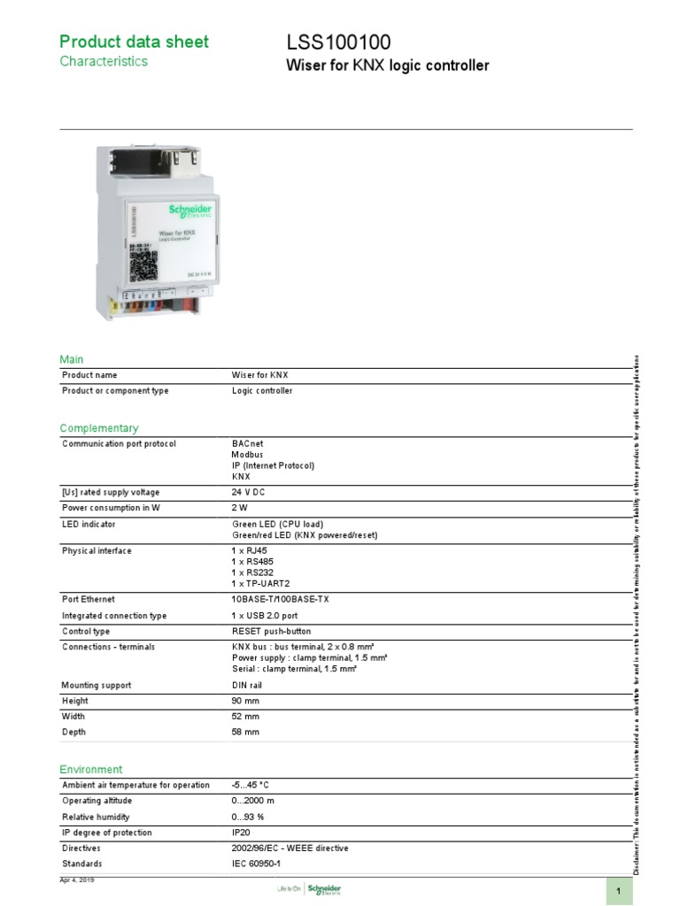 Product Data Sheet: Wiser For KNX Logic Controller | PDF | Computer ...