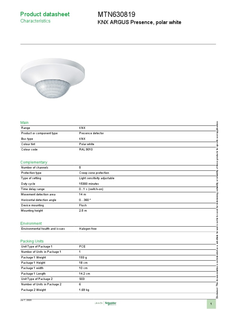 KNX ARGUS Presence Detector MTN630819 | PDF