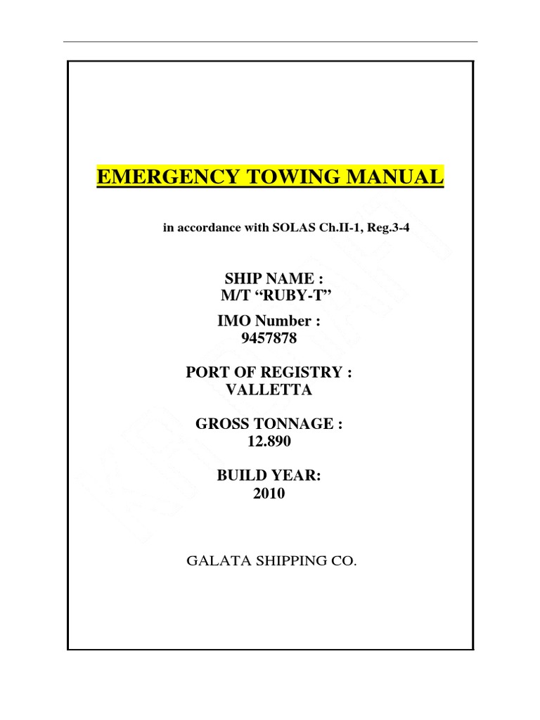 Emergency Towing Procedures for the M/T RUBY-T | PDF | Ships | Anchor
