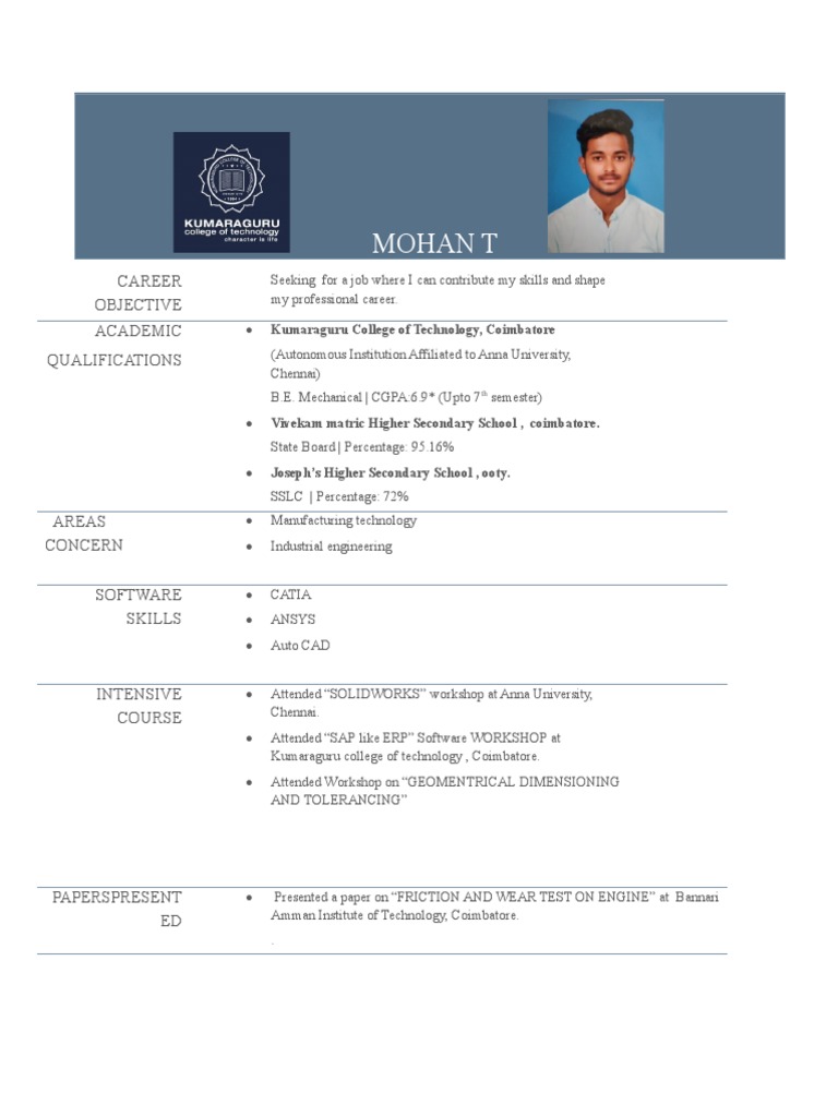 Mohan Resume | PDF | Engineering | Science