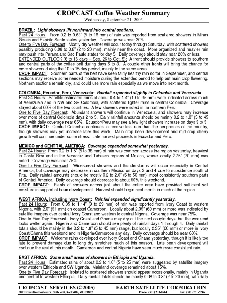 Coffee Weather Update | PDF | Rain | Tropical Cyclone Seasons