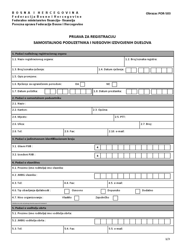 Bb2ce Obrazac Por 503 - Bos PDF | PDF