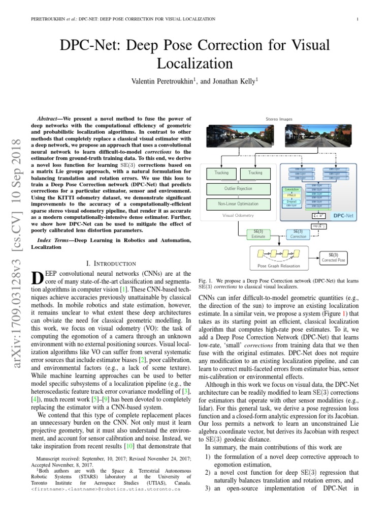 Deep Pose Correction Network: Using a Convolutional Neural Network to Learn Corrections to ...