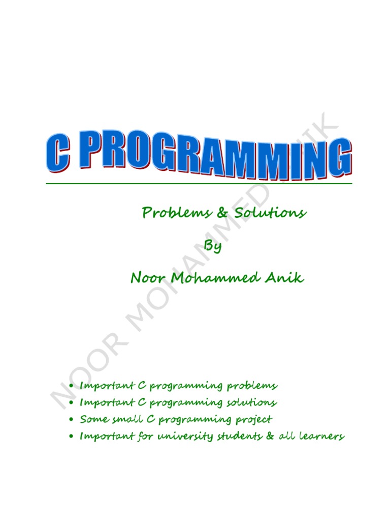 C Programming Problems And Solution By Noor Mohammed Anik Pdf Pdf String Computer Science