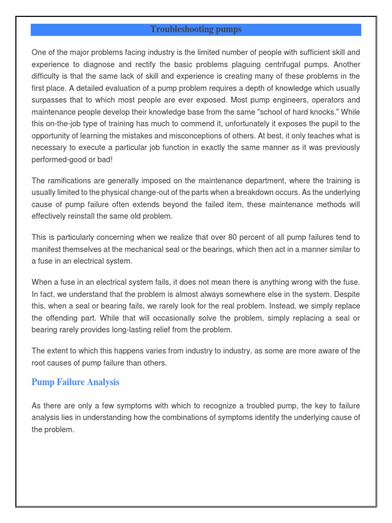Troubleshooting Pumps: Pump Failure Analysis | Download Free PDF | Pump ...