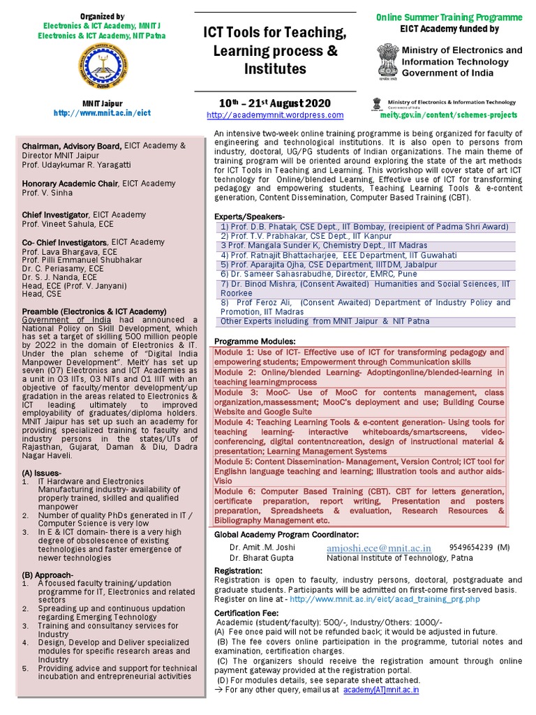 Brochure ICT Teaching Learning Institutes | PDF | Educational ...