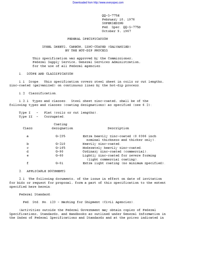 QQ S 775e | PDF | Specification (Technical Standard) | Galvanization
