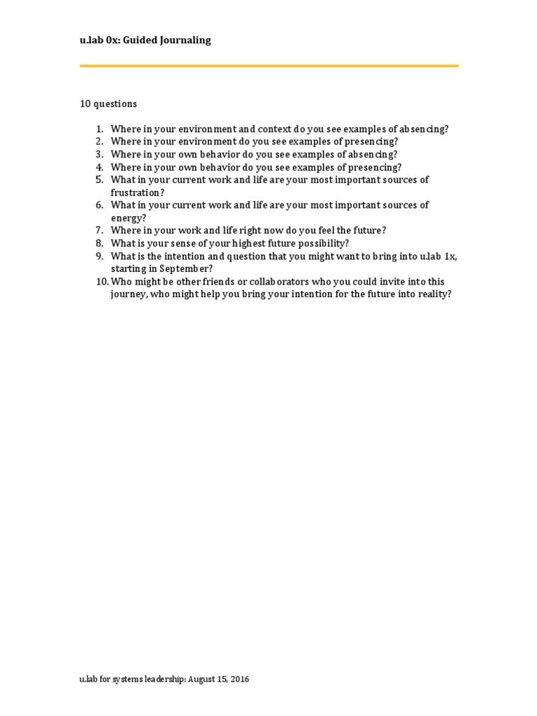 Teoria U Guided - Journaling - Questions | PDF