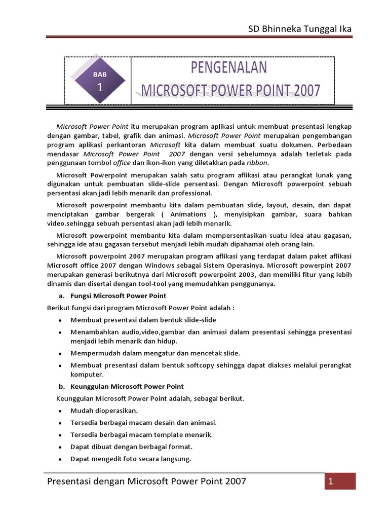 Pertemuan 1 Pengenalan Powerpoint 2007 | PDF