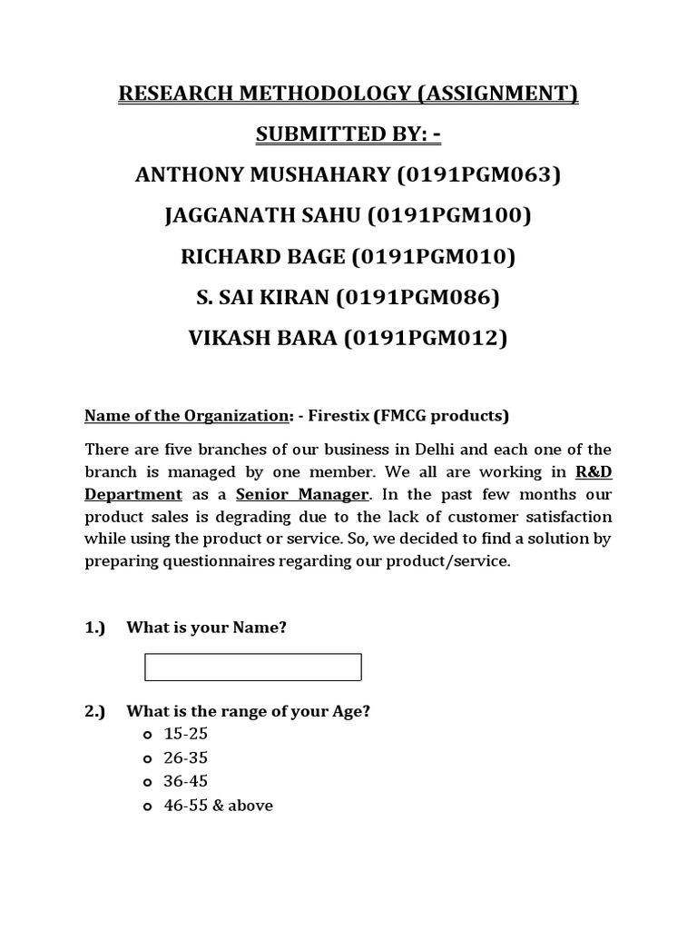 Research Methodology Assignment (19-05-2020) | PDF