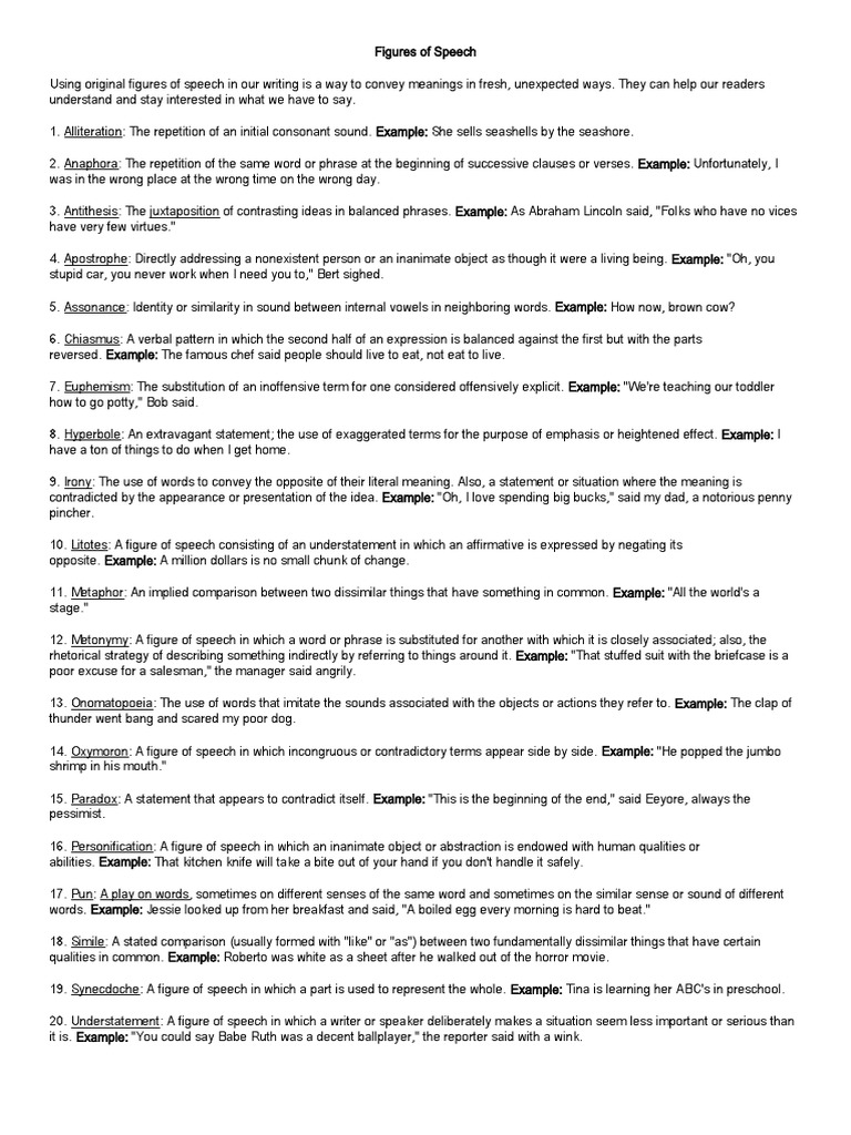 Figure of Speech Questions | PDF | Rhetoric | Poetry