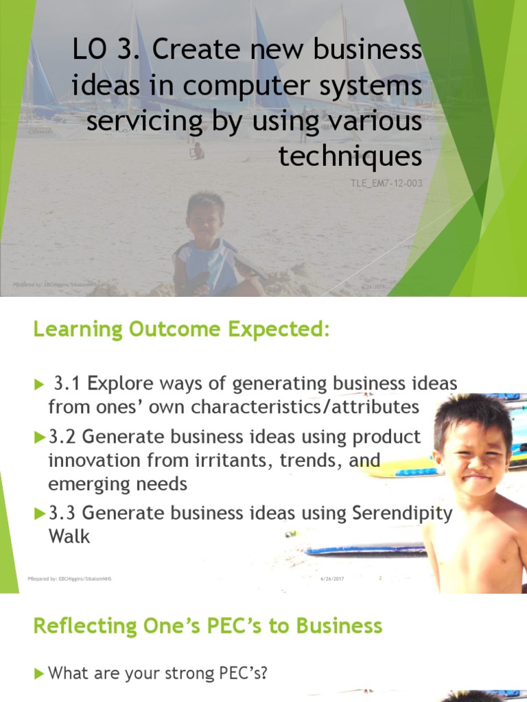 LO 3. Create New Business Ideas in Computer Systems Servicing by Using ...