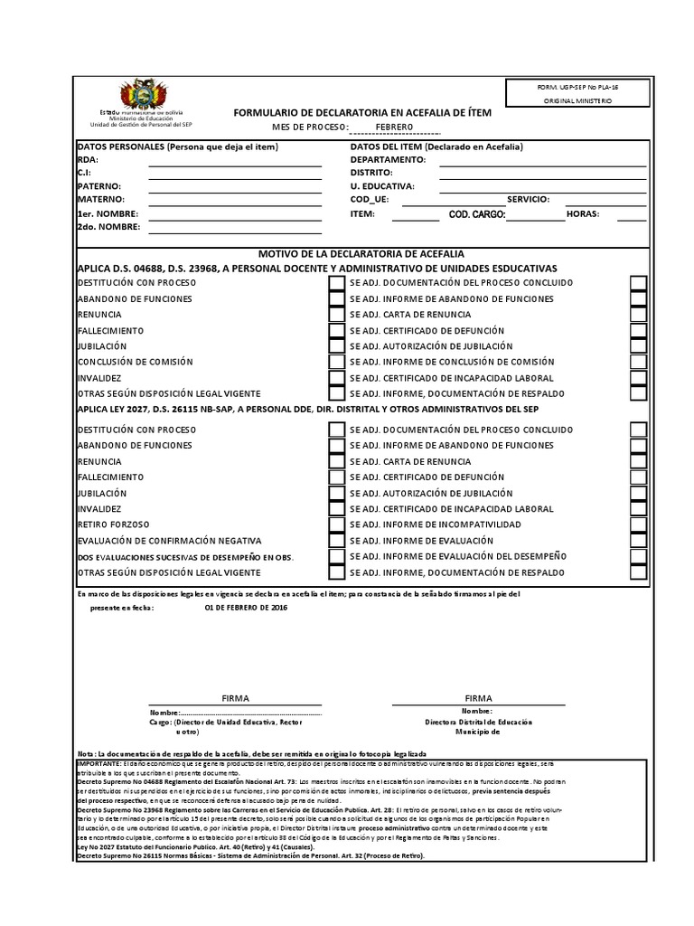 Formulario de Acefalia | PDF | Regulación | Justicia