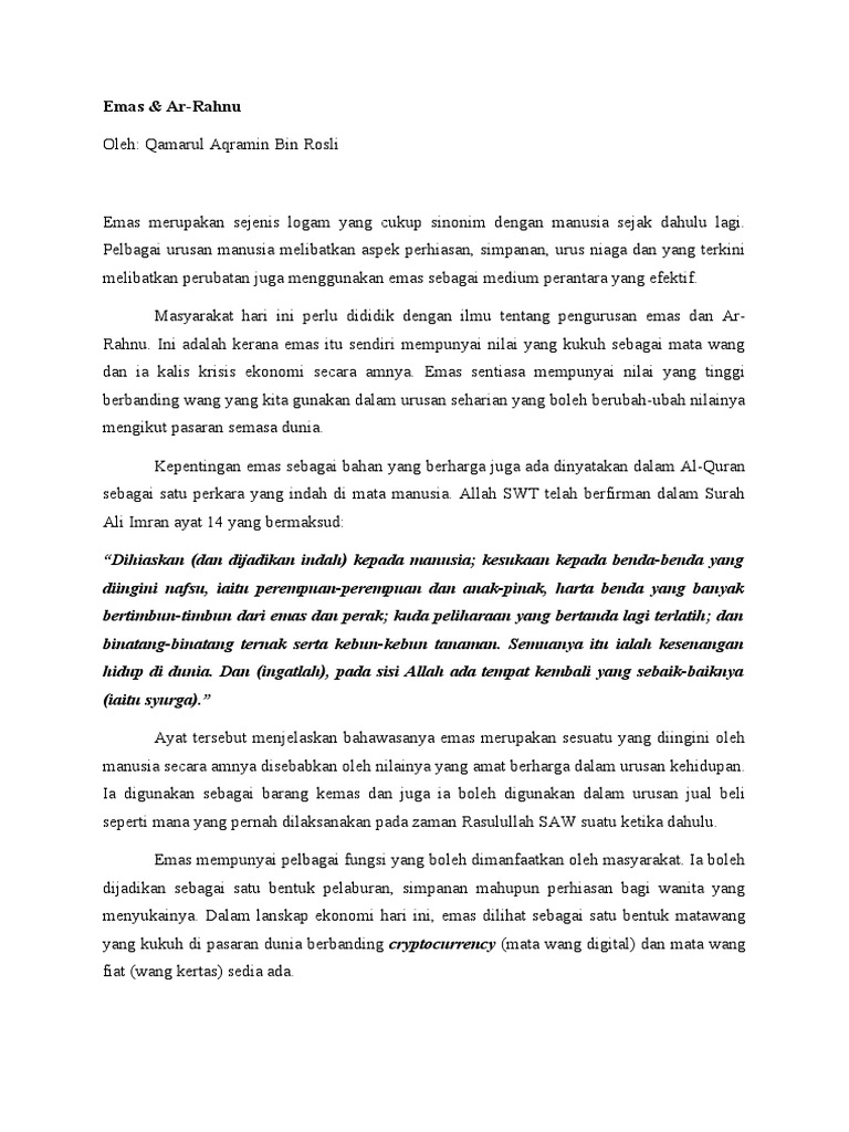 Emas & Ar-Rahnu | PDF