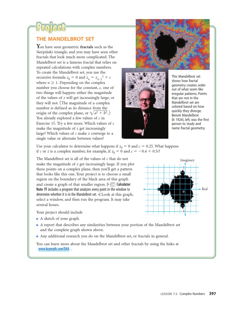 The Mandelbrot Set Student Activity PDF | PDF | Complex Number | Fractal