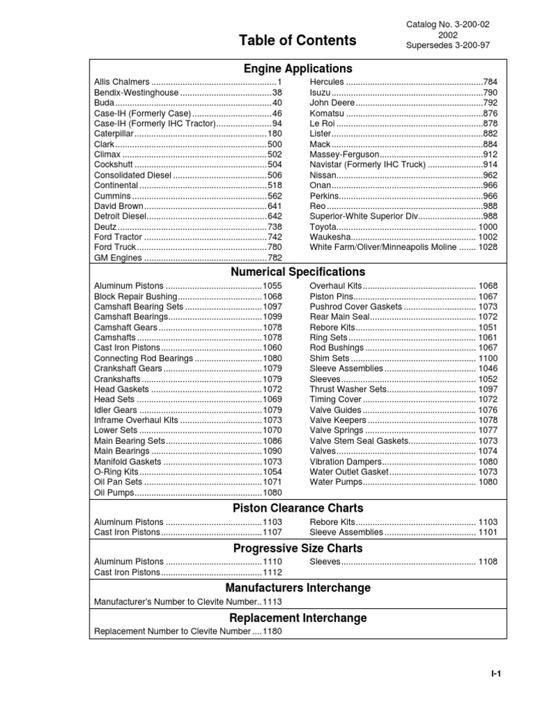 Clevite Engine Parts Catalog 2002 | PDF | Piston | Bearing (Mechanical)