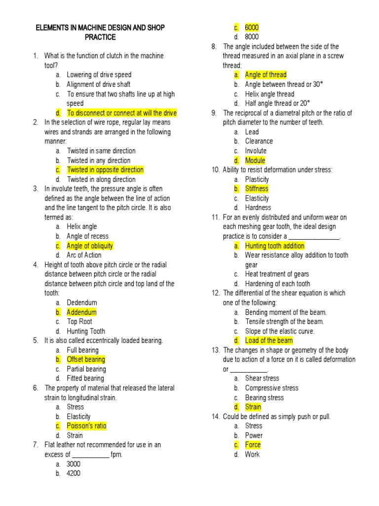 100 Items Elements in Machine Design and Shop Practice | PDF | Gear ...