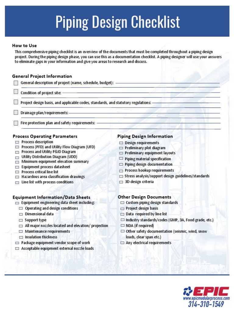 Piping Design Checklist: How To Use | PDF | Specification (Technical ...