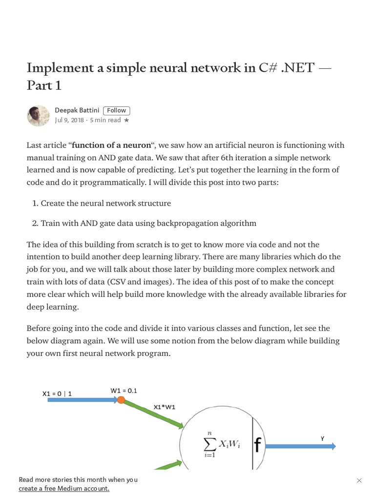 Implement A Simple Neural Network in C# .NET - Part 1 | PDF | Dendrite ...
