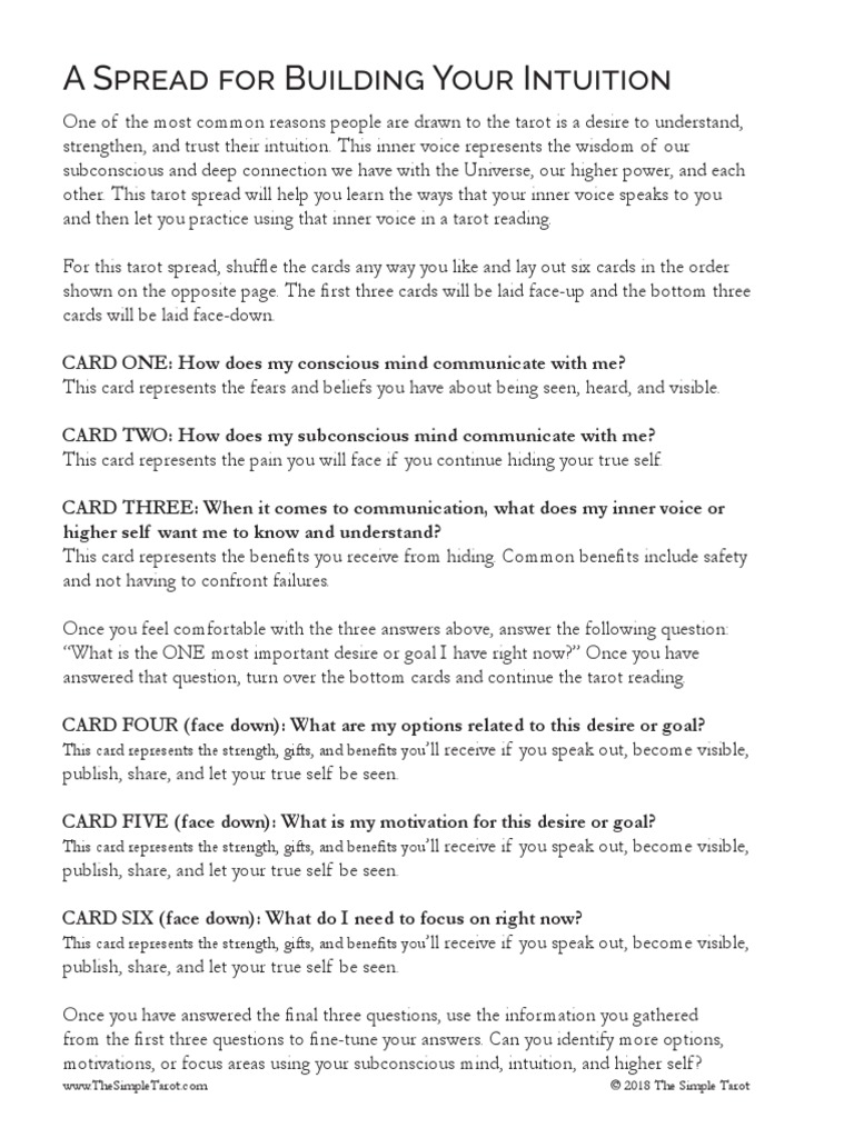 A Spread For Building Your Intuition: This Card Represents The Strength ...