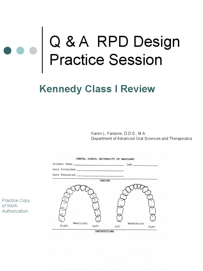 Q & A RPD Design Practice Session: Kennedy Class I Review | PDF ...