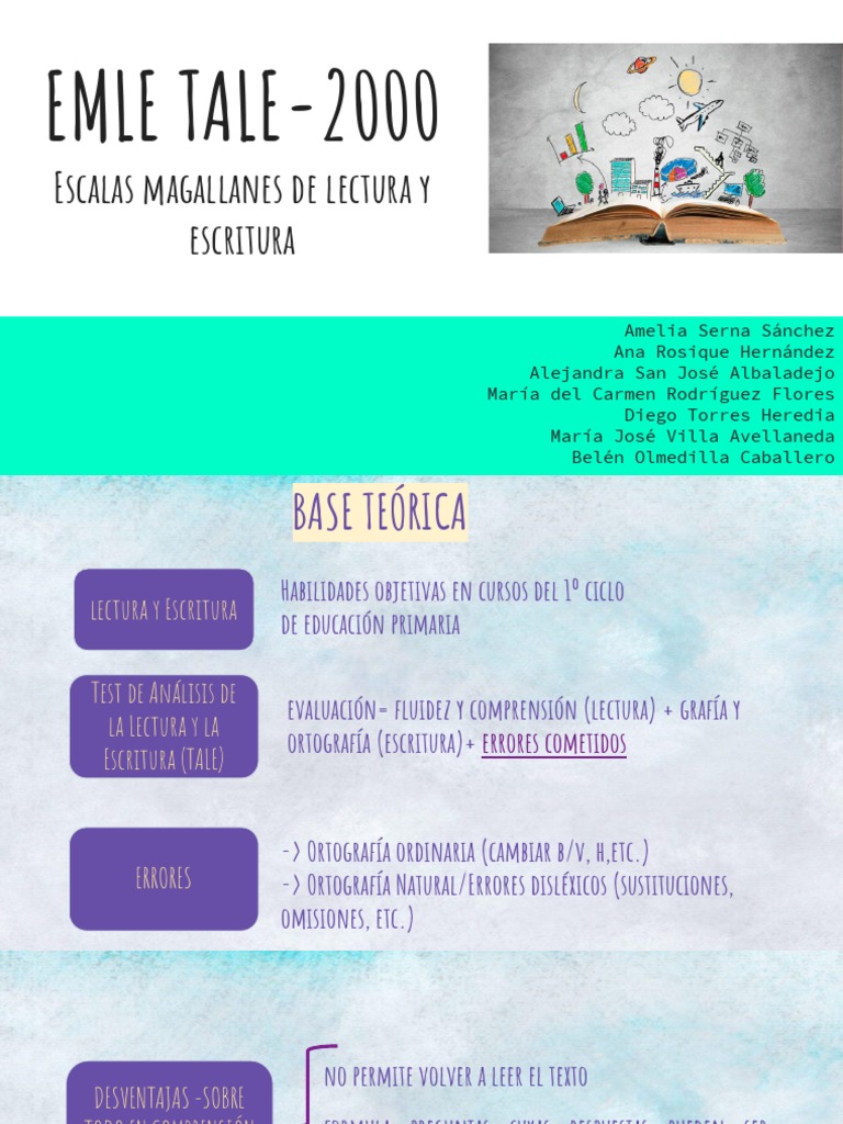 EMLE TALE-2000 Escalas Magallanes de Lectura y Escritura | PDF | Comprensión lectora | Sílaba