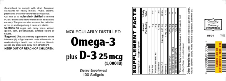 Omega-3 D-3: Molecularly Distilled | PDF | Fish Oil | Omega 3 Fatty Acid