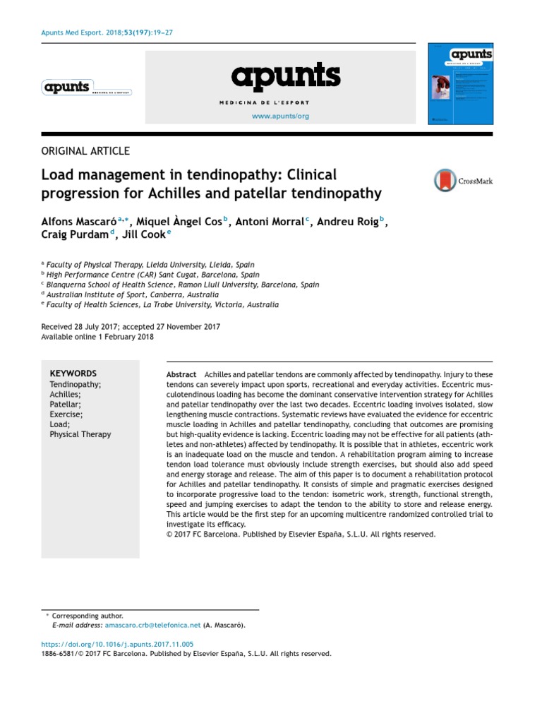 Load Management in Tendinopathy: Clinical Progression For Achilles and ...