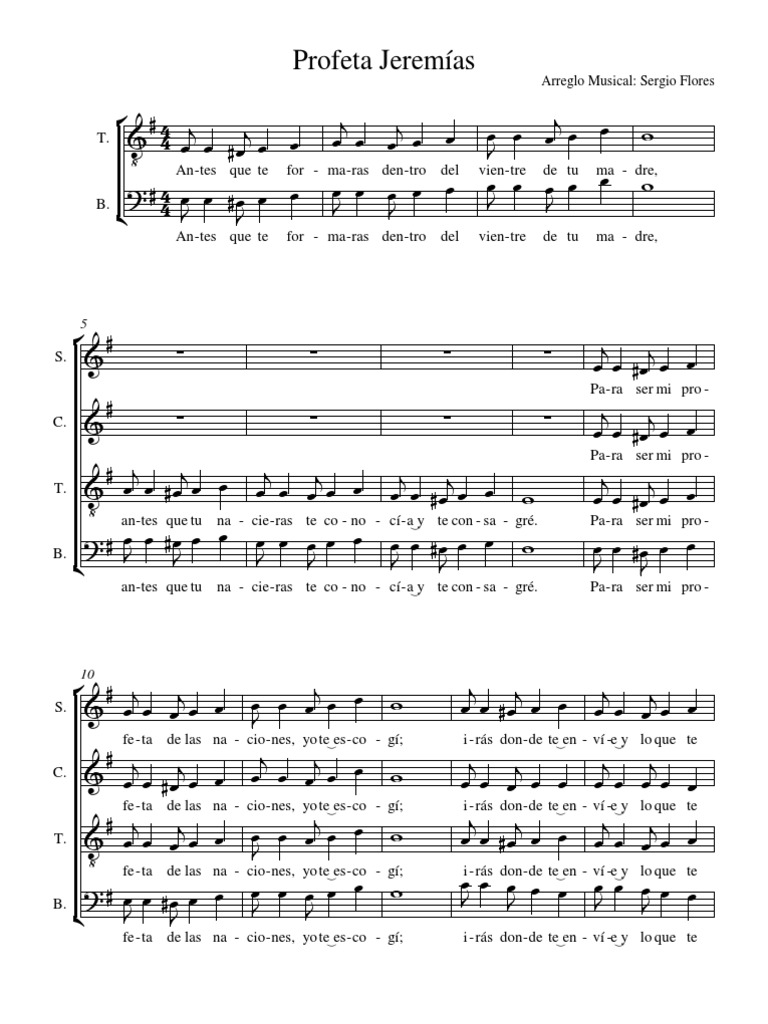 Letra de la Canción "Jeremías el Profeta" | PDF