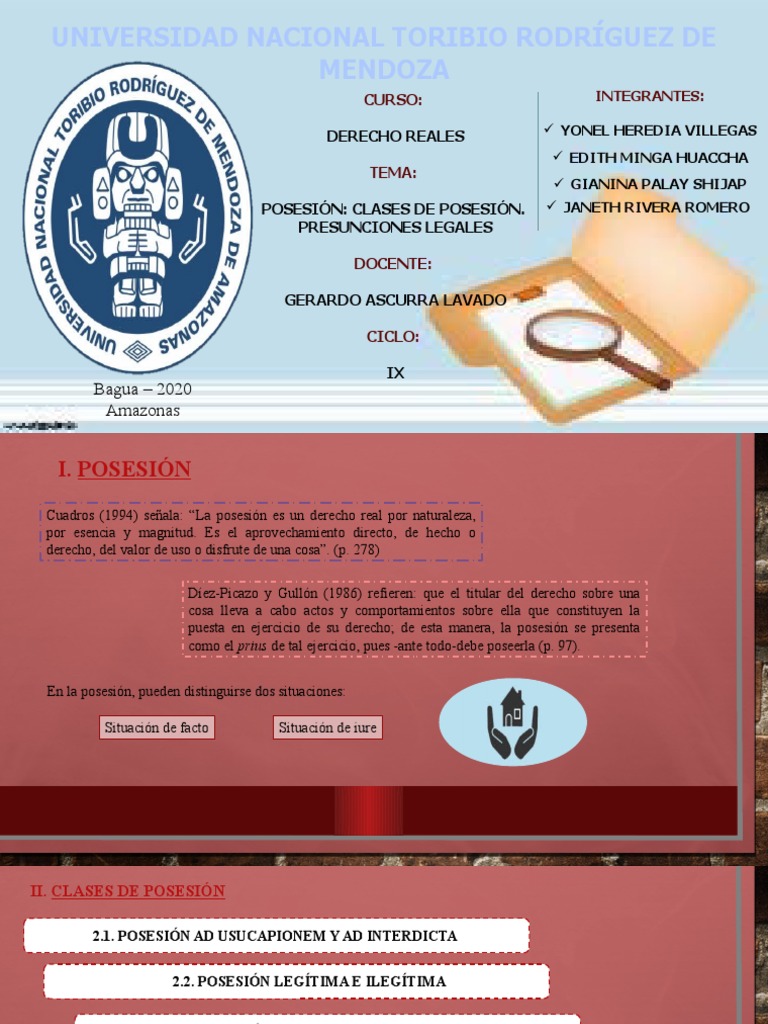 Clases y Presunciones de Posesión | PDF | Posesión (Ley) | Derecho y ...