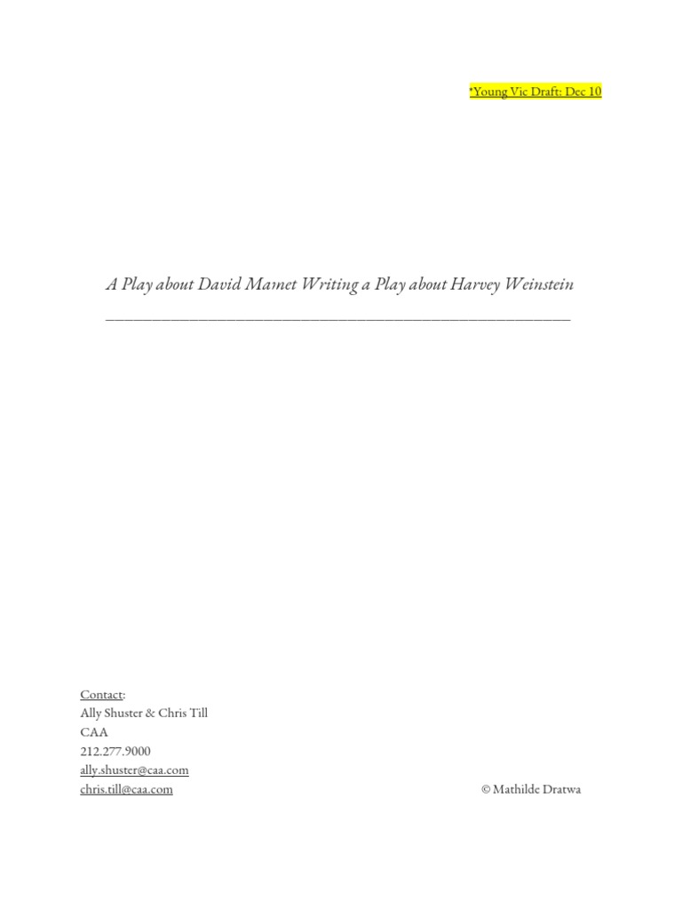 A Play About David Mamet Writing A Play About Harvey Weinstein | PDF | Art