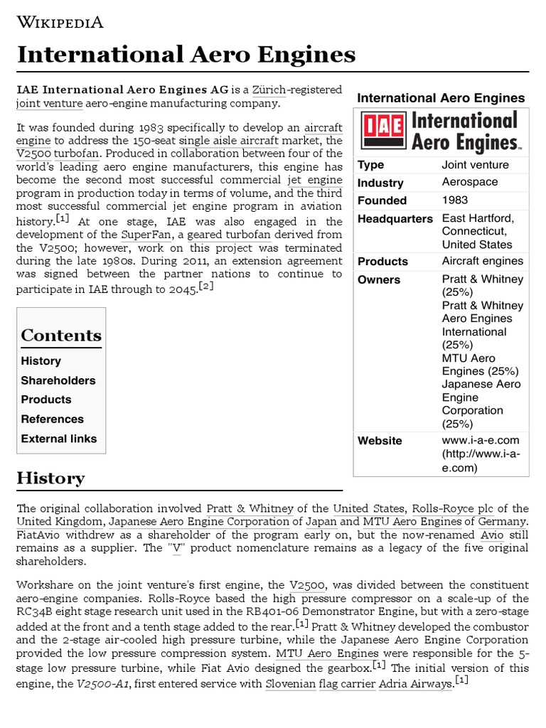 IAE International Aero Engines AG Is A Zürich-Registered | PDF ...