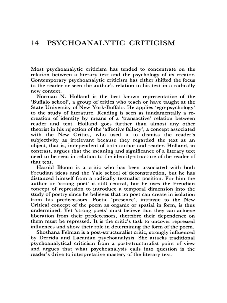 14 Psychoanalytic Criticism | PDF | Psychoanalysis | Sigmund Freud