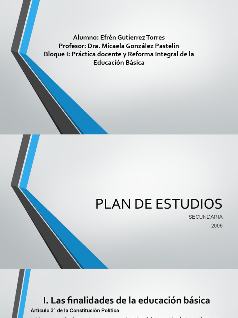 Plan de Estudios Secundaria 2006 | PDF | Plan de estudios | Educación ...