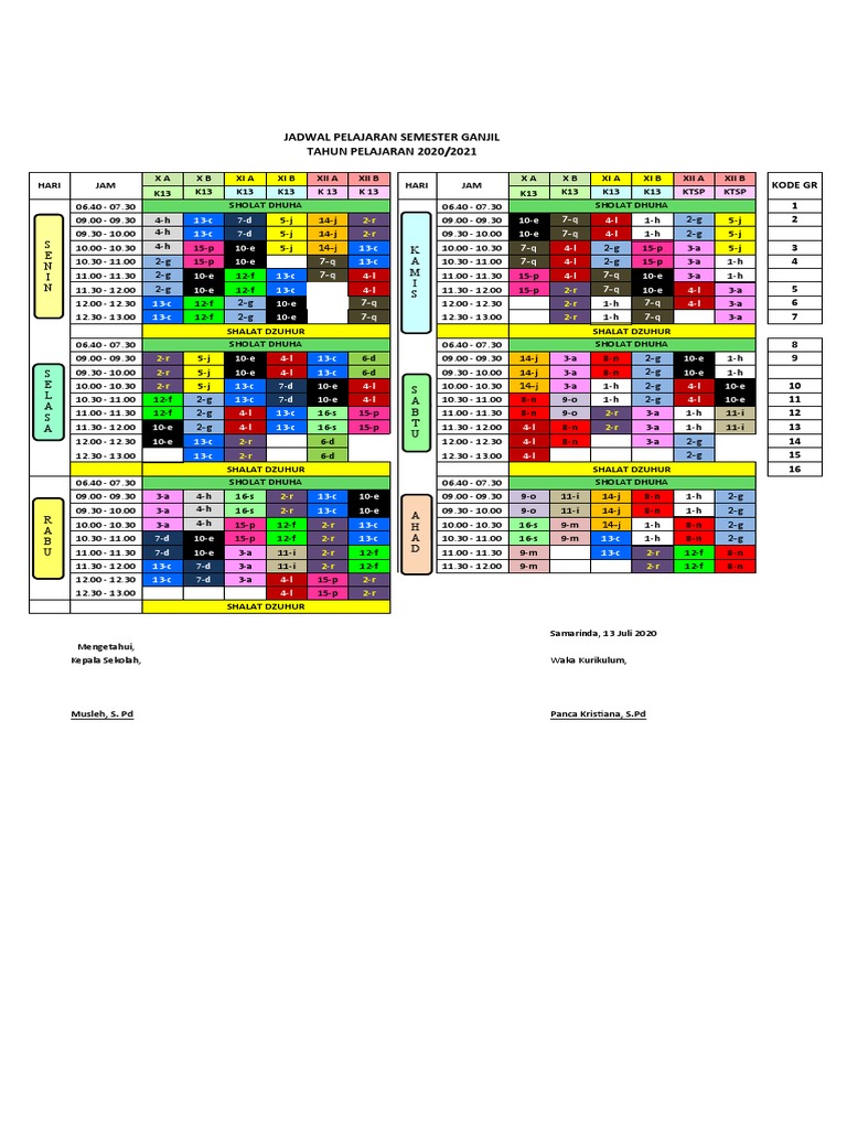 Jadwal Sma 2020-2021 | PDF