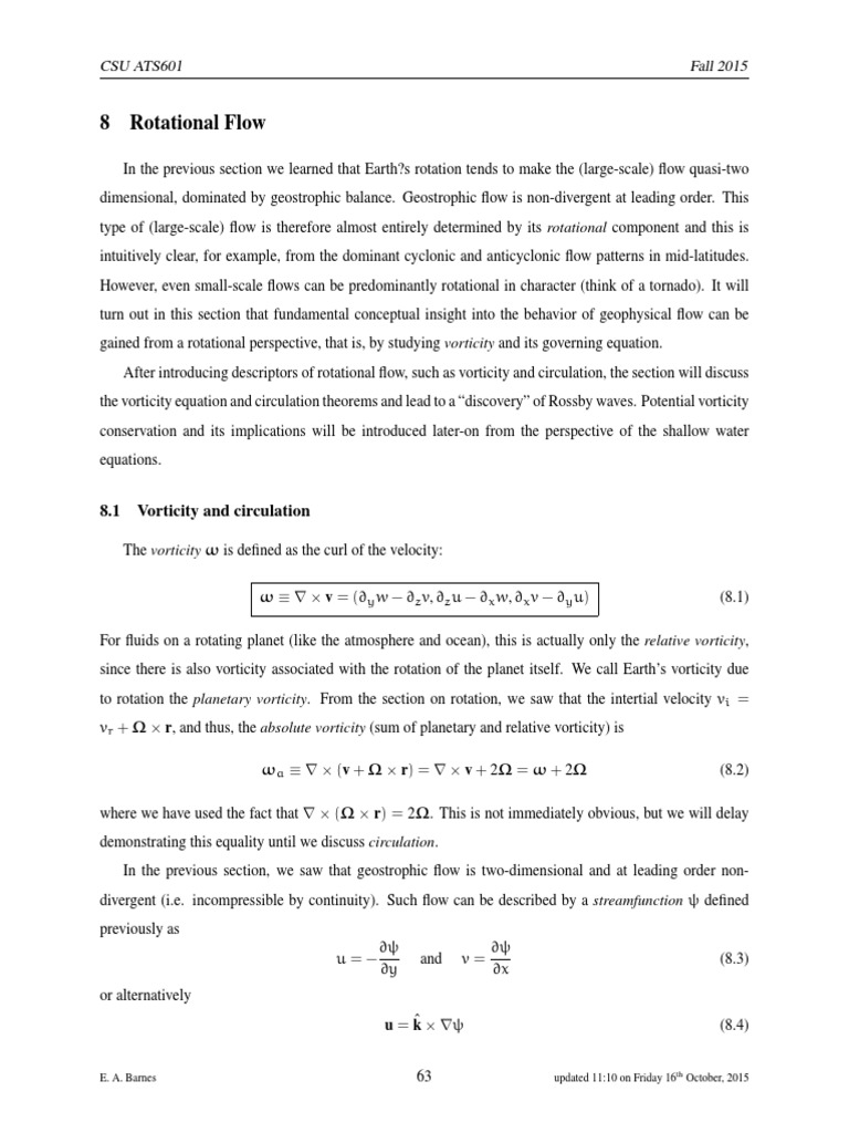 8 Rotational Flow: 8.1 Vorticity and Circulation | PDF | Vortices ...