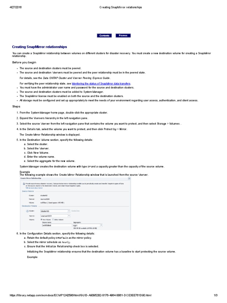 Creating SnapMirror Relationships | PDF | Server (Computing) | System Software