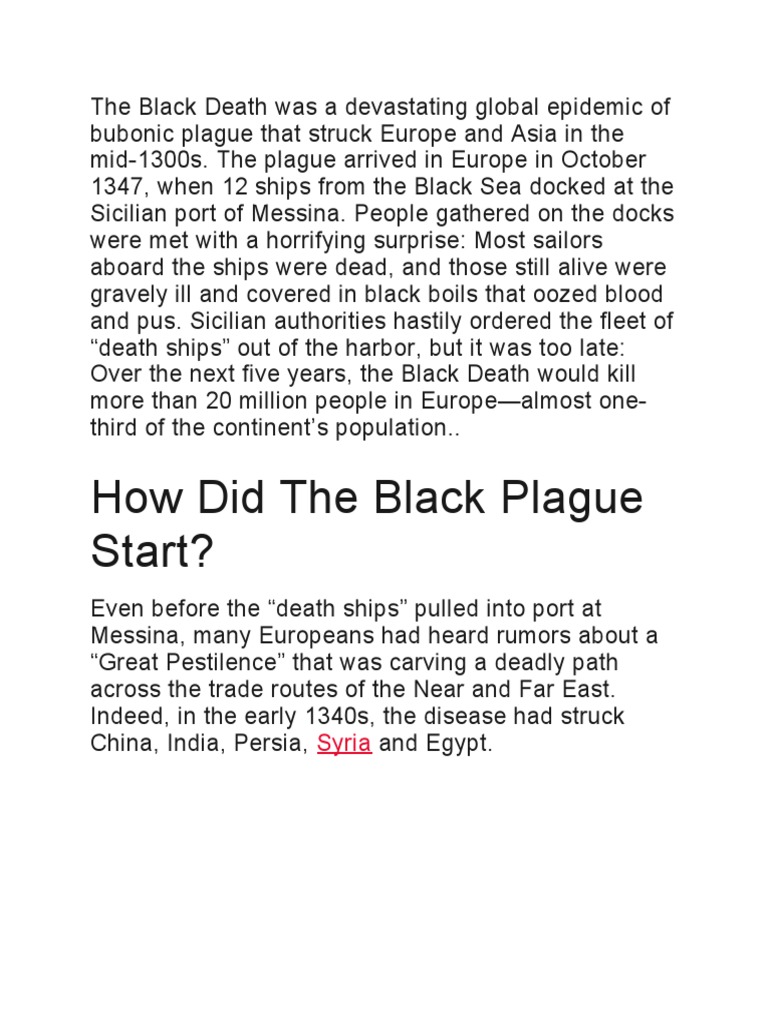 The Black Death: Origins and Impact | PDF